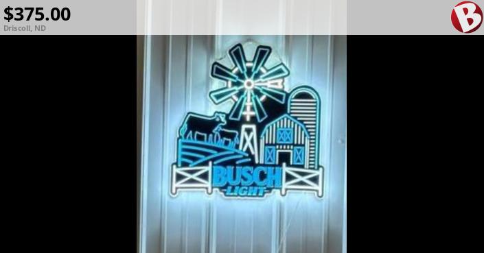 REDUCED $ New Busch Light LED Beer Windmill Farm Cow Sign | Driscoll, ND